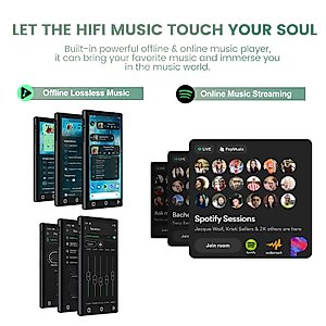 YFFIZQ 144GB Android9.0 MP3 Player with Bluetooth and WiFi,4.3"1080P Full Touch Screen MP4 Player with Spotify,Portable HIFI Sound MP3 Player with speaker,Support Online Streaming Music & Google Play