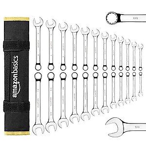 Amazon Basics Combination Metric and SAE Wrench Sets, Set of 24