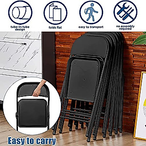 GIVIMO Folding Chairs with Padded Seats 6 Pack Black Metal Padded Folding Chair with Steel Frame for Events Office Wedding Party - 330 lb Capacity