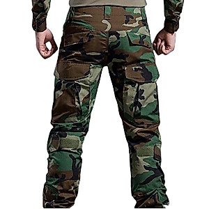 H World Shopping Military Army Tactical Airsoft Paintball Shooting Pants Combat Men Pants with Knee Pads WL (L)