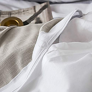 Merryfeel Cotton Duvet Cover Set Queen,100% Cotton Texured Pintuck Pleat Striped Duvet Cover and Pillowshams, 3 Pieces Bedding Set - Full/Queen