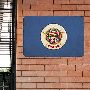 Minnesota Flag Signs Minnesota Metal Tin Sign Customized Rustic America State Home Metal Wall Art Sweet Home Vintage Indoor & Outdoor Decor for Home Man Cave Door Porch Garden Party 8x12 inch