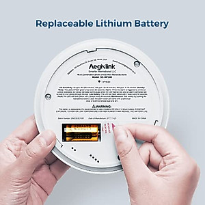 AEGISLINK Wi-Fi Combination Smoke and Carbon Monoxide Detector with LCD Display & Replaceable Battery, Compatible with TuyaSmart & Smart Life App, SC-WF240