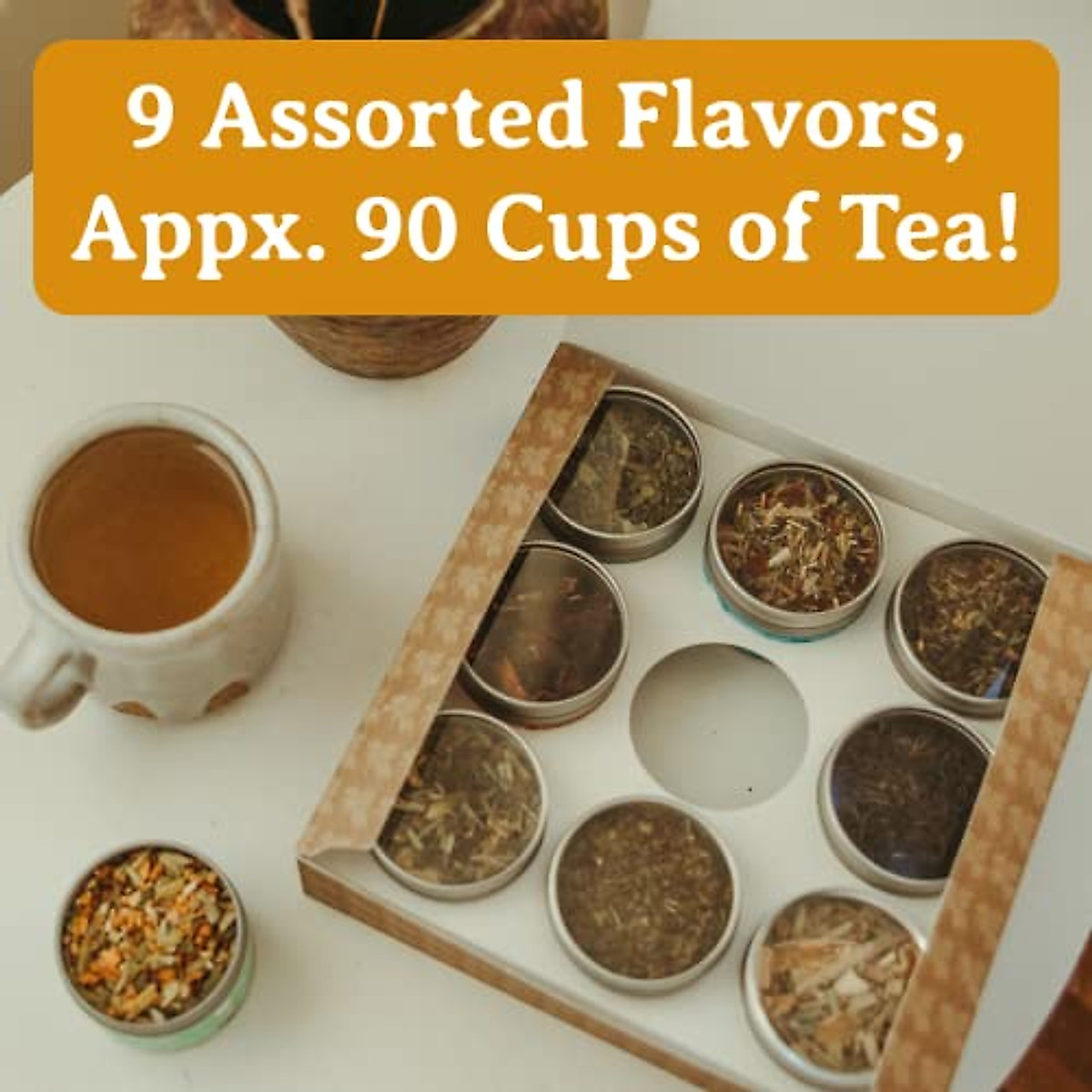 Heavenly Tea Leaves 9 Flavor Variety Pack, Loose Leaf Tea Sampler (Approx. 90 Cups of Tea) - High to No Caffeine, Great Hot or Iced, Assortment of Green, Herbal, Black, & White Teas