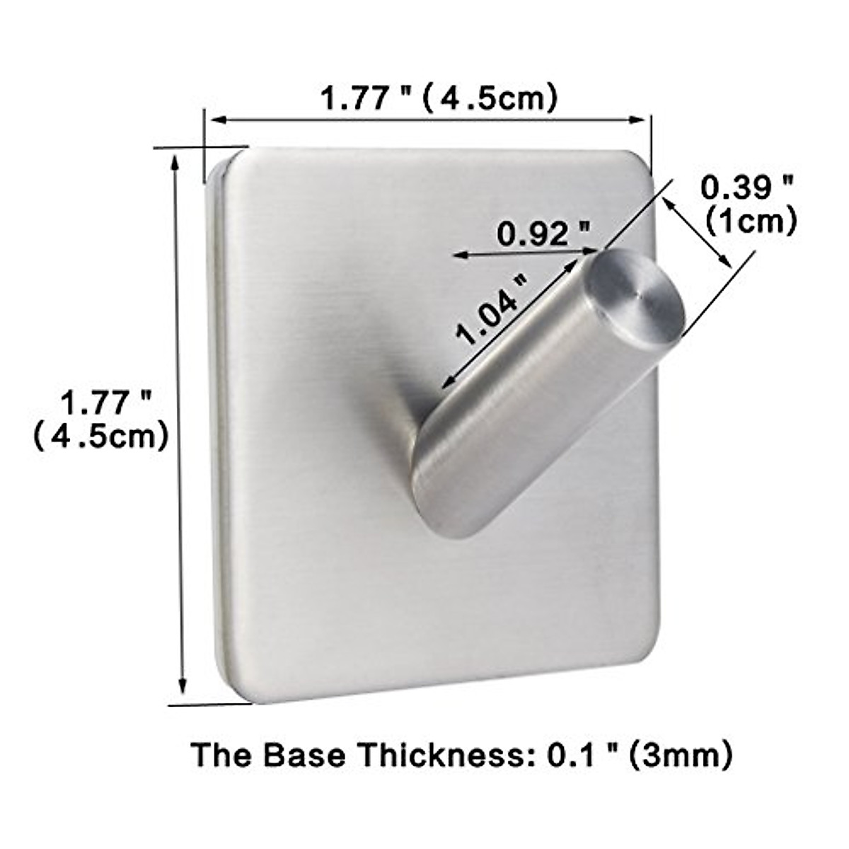 Kabter Towel Robe Hook 3M Self Adhesive Brushed Stainless Steel (Pack of 2)