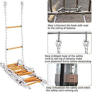 ANUU Emergency Fireproof Rescue Ladder, Climbing Rope Ladders Fire Escape 2-8 Story Homes, Fire Escape Ladder for Emergencies, Heavy Multifunctional Ladder,98FT/30M