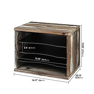 J JACKCUBE DESIGN Rustic Wood Desk Organizer 4 Compartment Paper File Holder for Home and Office, Document Storage, File sorter, Mail and Letter Tray- MK560A