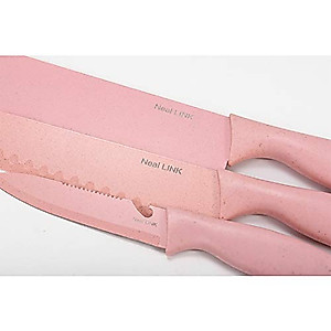 Neal LINK pink knife set with block-knife set pink kitchen accessories-knives set for Kitchen Peeler