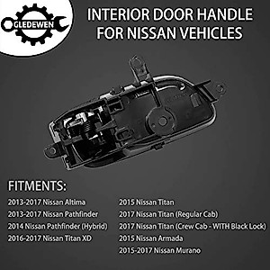 Interior Door Handle Front Rear Left Driver Side | for 2013-2017 Nissan Altima Pathfinder, 2015 2017 Nissan Titan, 2016-2017 Titan XD, 2015-2017 Nissan Murano | Replaces# 80671-3TA0D, 80671-3TA0A