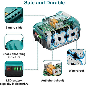 Aoasur 2023 Upgrade Version 6.0Ah Replacement for Makita 18V Battery 2Packs, Same Color as Makita Tool, fits All Makita 18V Tools and OEM Charger
