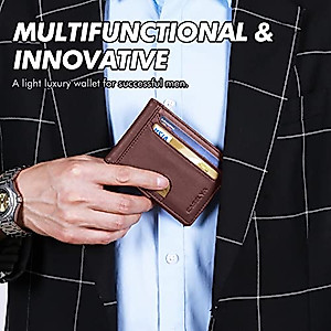 Cagelya Money Clip Wallet for Men Leather Mens Wallets Slim Minimalist Wallet for Men Bifold Mens Wallets Rfid Blocking Front Pocket Wallet with 13 Slots Credit Card Holder Gifts for Boyfriend Father