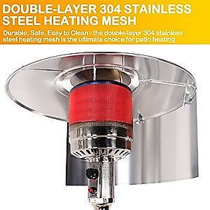 Hykolity 50,000 BTU Propane Patio Heater with Reflector, Stainless Steel Burner, Triple Protection System, Wheels, Outdoor Heaters for Patio, Garden, Commercial and Residential, Silver