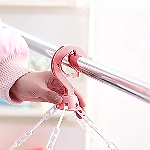 SteelFever Clothes Drying Hanger with 32 Clips, Foldable Hanging Drying Rack for Clothes Underwear Socks (Pink)