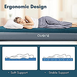 Full Size Air Mattress Double Air Bed with Foot Pump - Foldable Blow Up Mattresses with Flocked top - Portable Inflatable Beds with Patch Kit for Backpacking Tent Camping/Home/Traveling (75"*54")