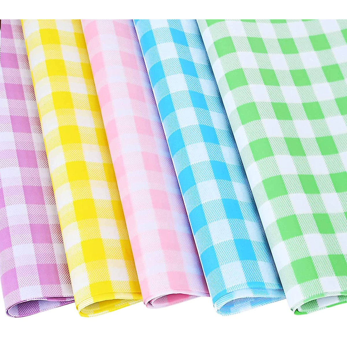Bolsome 50 Sheets Spring Pastel Tissue Paper Buffalo Plaid Wrapping Paper Pink Yellow Blue Green Purple Gift Tissue Paper for Home DIY Gift Bags Spring Easter Birthday Decoration, 20 x 30inch