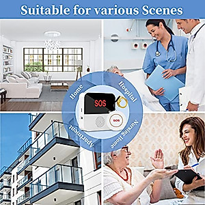 Caregiver Pager Wireless, Shinmax WiFi Smart APP Nurse Emergency Life Alert System Call Button for Elderly/Home/Patients/Disabled/School 1 Receiver+2 SOS Call Buttons (2.4GHz Wi-Fi Only)