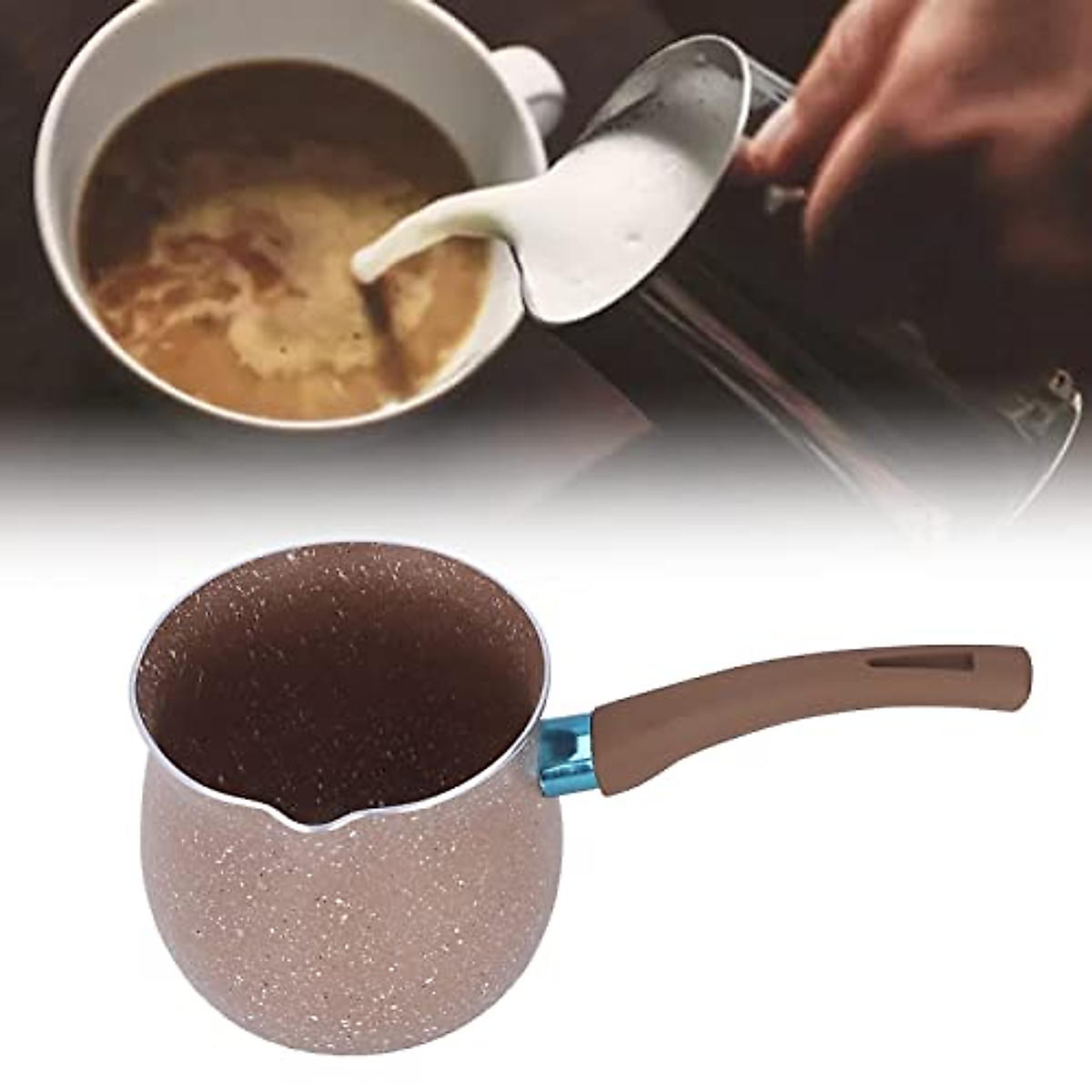 Aluminium Alloy Non Stick Milk Pan Mini Coffee Pot Saucepan Butter Warmer Melting Pot Lightweight Kitchen Cooking Pot(Coffee)