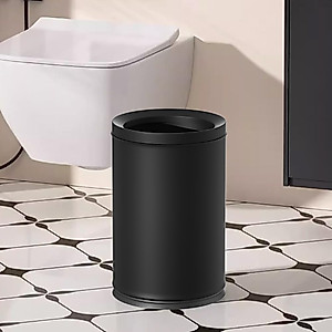 YOJIA 9L/2.4Gal Black Bathroom Trash Can,Double Lyers Metal Waste Basket, BlackGarbage Can for Bathroom, Living Room, Kitchen, Office,Bank, Near Desk(Black 9L)