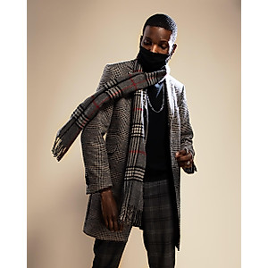 Achillea Classic Plaid Check Cashmere Feel Winter Scarf (Classic Grey Plaid)