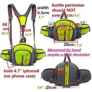 XianYingXu Multifunctional Water Resistant Outdoor Waist Pack Backpack Shoulder Bag Daypack with Water Bottle Pockets Waist Bag Fanny Pack for Running/Hiking/Camping/Cycling/Traveling (Black)