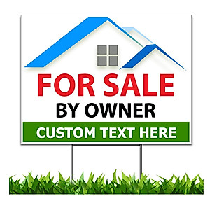 CUSTOM For Sale By Owner 18x24" Yard Sign (Outdoor, Weatherproof Corrugated Plastic) Metal Stake Included, by Moonlight4225