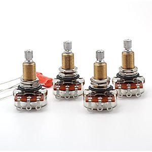(4X) Bourns 500K Long Split Shaft Audio Potentiometers + (2X) .022uf Orange Drop Capacitors - for Electric Guitar