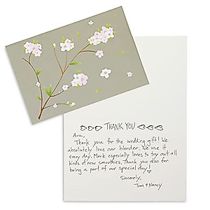120-Pack Cherry Blossom Note Cards with Envelopes, Blank Vintage-Style Thank You Notes, Bulk Box Set for Wedding Small Business, Birthday (6 Floral Designs, 4x6 In)