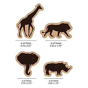 Wild Safari - Paper Straw Decor - African Jungle Adventure Birthday Party or Baby Shower Striped Decorative Straws - Set of 24