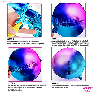 KatchOn, Purple Galaxy Balloons - 22 Inch, Pack of 6 | Iridescent Balloons, Round 4D Metallic Balloons for Galaxy Birthday Party Decorations | Purple and Blue Balloons for Galaxy Party Decorations