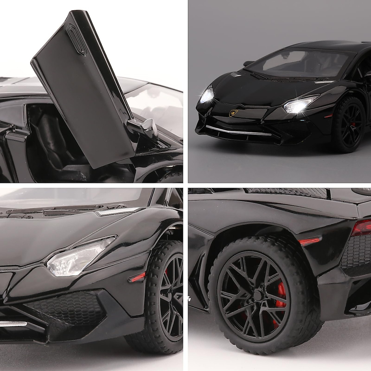 BDTCTK 1:32 LP750 Model Pull Back Car Toy car with Sound and Light for Kids Boy Girl, Metal Body, Door Opened, Yellow