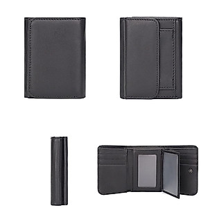 XIXIDIAN Fashion Men's Coin Purse Wallet RFID Blocking Man Leather Wallet，Genuine Leather Slim Trifold with ID Window (Color : Black, Size : 11 * 8CM)