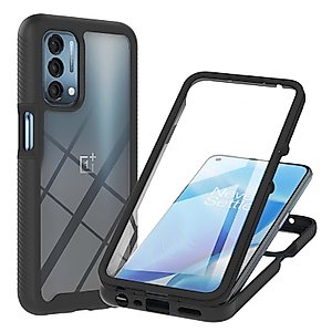 DETUOSI Oneplus Nord N200 5G Phone Case, Built in Screen Protector, Oneplus Nord N200 5G Shockproof Case [360 Full Body Protection], 3 in 1 Clear Protection Phone Case for 1+Nord N200 5G, Black