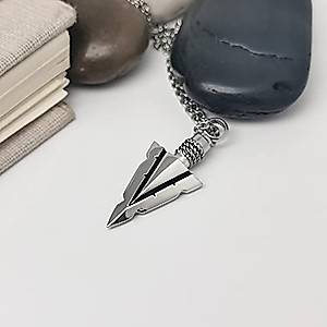LuxglitterLin Men's Spear Point Arrowhead Cremation Urn Necklace for Ashes Arrow Ashes Holder Memorial Keepsake Pendant Jewelry, (UR-12 Arrowhead)