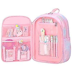 NXUEBDU Girls Backpack, Kids School Backpack with 15.6 Inch Laptop Compartments, Elementary Middle Bookbag for Travel Daypack (Pink)