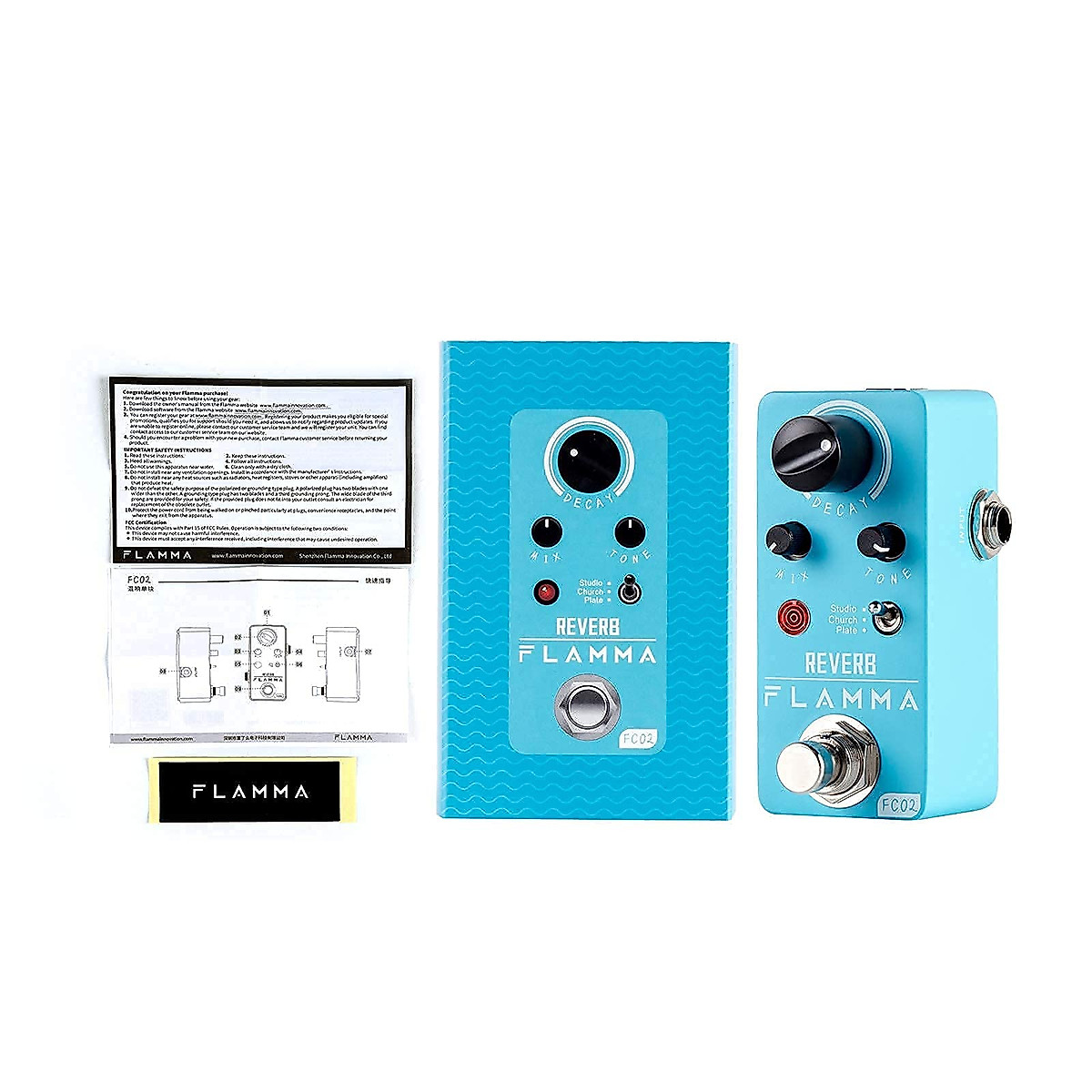 FLAMMA FC02 Mini Reverb Pedal with 9V 300mA Power Supply