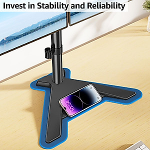 MOUNTUP Dual Monitor Stand - Freestanding & Height Adjustable Monitor Desk Mount, Steady VESA Mount Computer Monitor Stand for 2 Screens up to 27 inches, MU1002