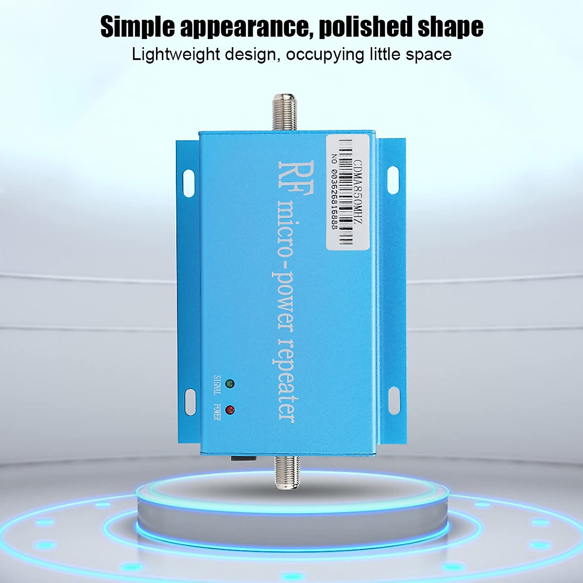RF Micro Power Repeater Intensifier Amplifier Booster with Intelligent Chip Stable Performance and 10m Sucker Cable Small Antenna Set(US)