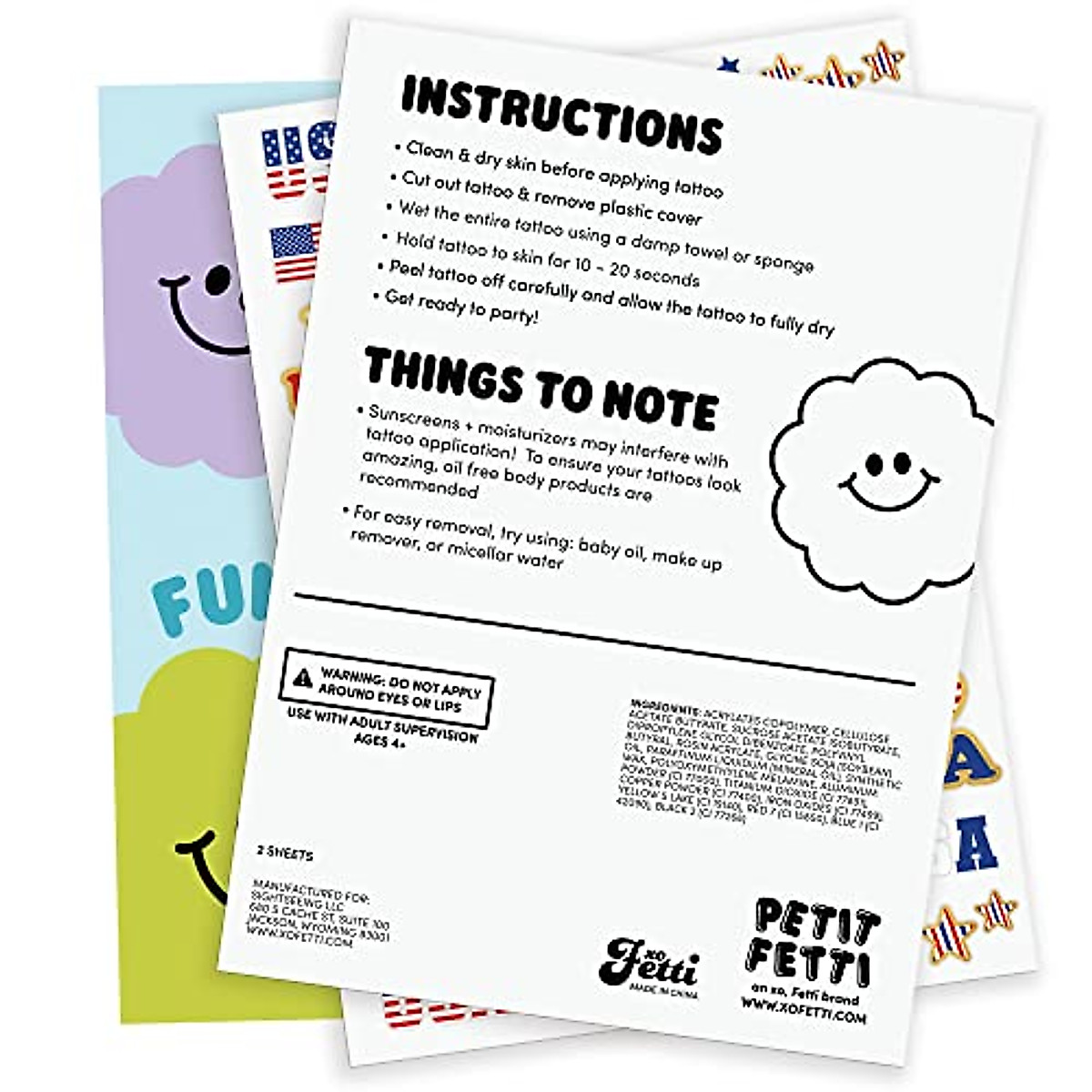 xo, Fetti Fourth of July Decorations Tattoos - 70 styles | Red White and Blue Party Supplies, 4th of July, USA Flag, Memorial Day