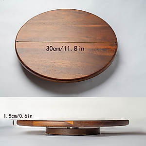 WLWNWFT 12 Inch Rotating Cake Turntable, Acacia Wood Cake Display Stand Cookie Turntable for Dessert Table Decorating Cupcake Stand Wedding Cake Stand Rustic …