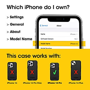 OtterBox iPhone 14 Pro (ONLY) Commuter Series Case - BLACK , slim & tough, pocket-friendly, with port protection