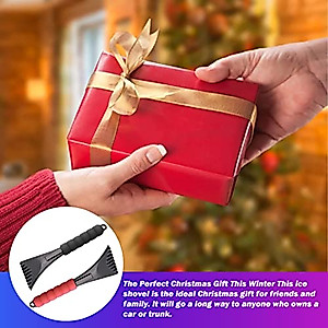 jeseny 2 Pieces Ice Scraper, Snow Scrapers for Car Windshield,Car Window Frost Removal Brush Tool with Foam Handle Trucks-Scratch Free, Universal Size for SUVs, Crars (1 PC Black and 1 PC Red)