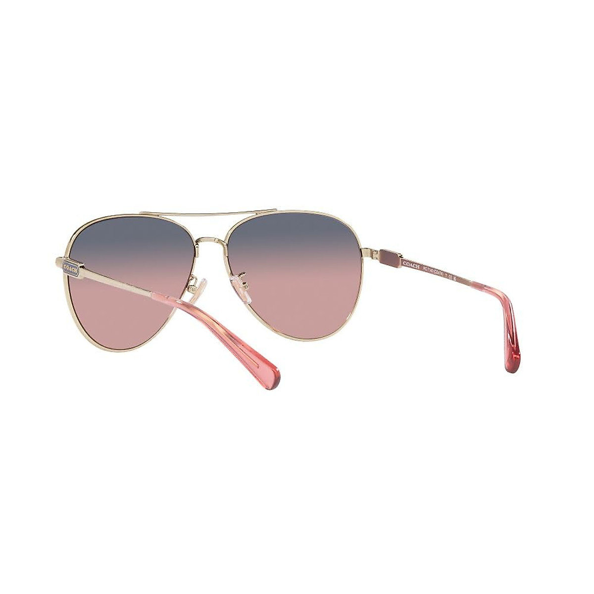 Coach HC7140 Sunglasses, Shiny Light Gold/Plum Purple Scarlet Gradient, 61 mm