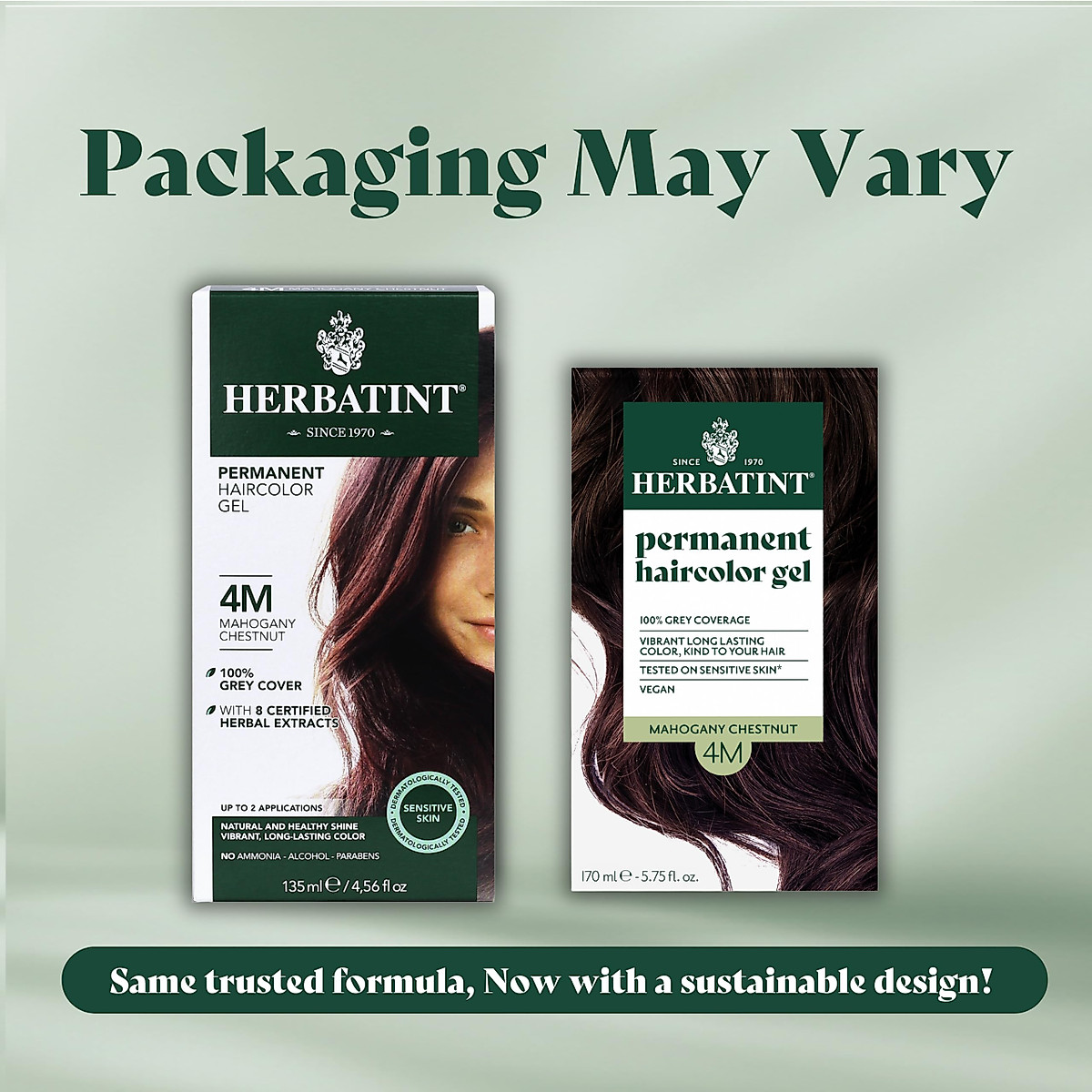 Herbatint Permanent Haircolor Gel, 4M Mahogany Chestnut, Alcohol Free, Vegan, 100% Grey Coverage - 4.56 oz