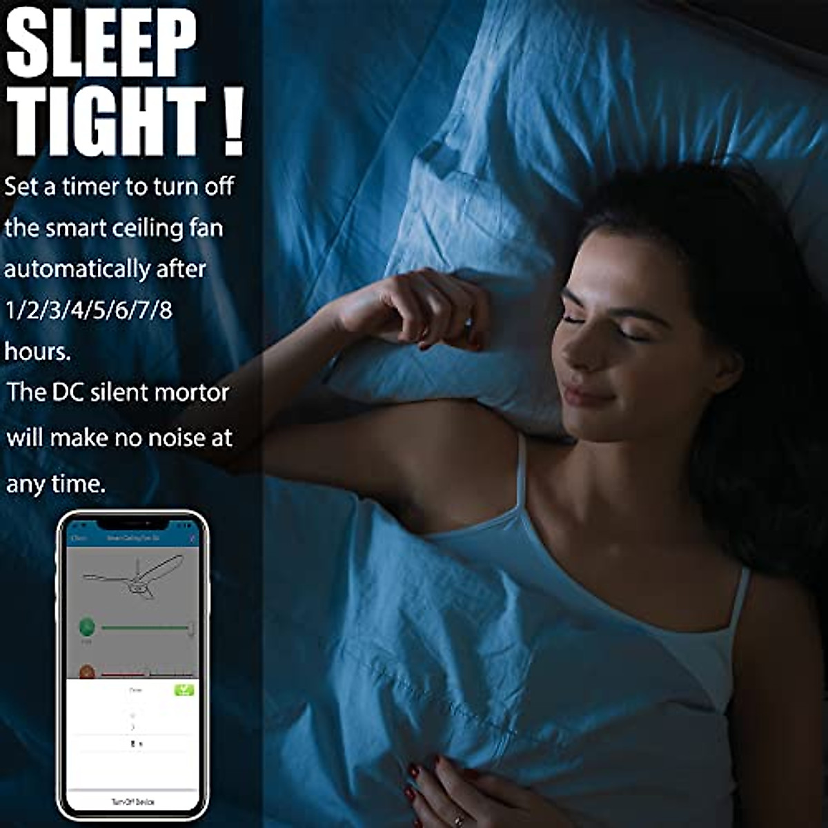 Ceiling Fan with Lights, Indoor & Outdoor,48in Low Profile DC Smart Ceiling Fan Compatible with Alexa, Siri, Google Home & Smart APP, 2 Colors of Reversible Blades, White Gold