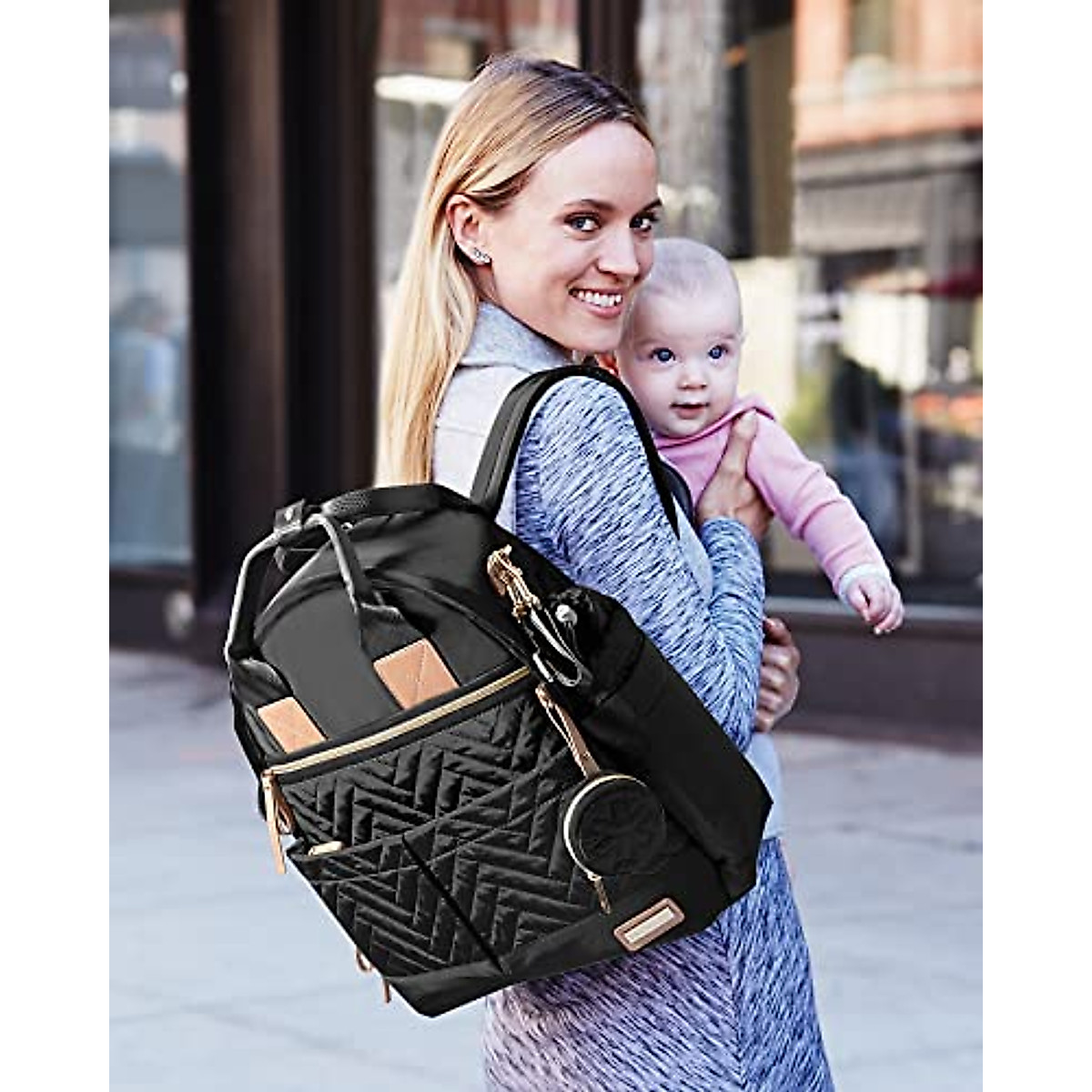 Skip Hop Diaper Bag Backpack: Suite 6-in-1 Diaper Backpack Set, Multi-Function Baby Travel Bag with Changing Pad, Stroller Straps, Bottle Bag and Pacifier Pocket, Black