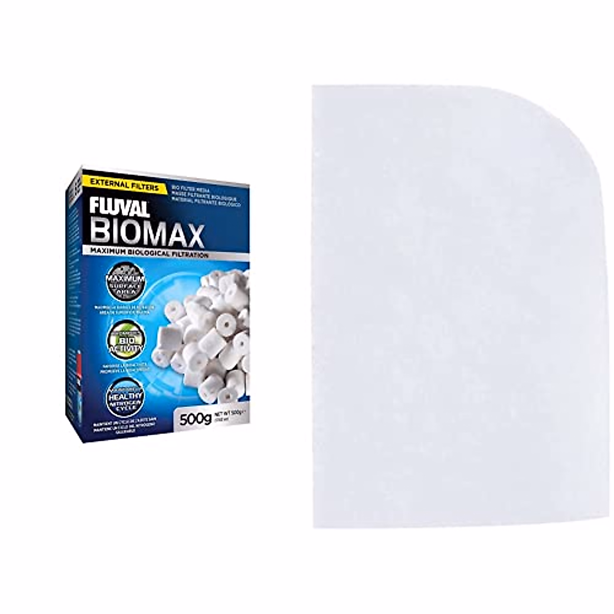 AquaClear Fluval Water Polishing Pad for 304/305/404/405 Models (6 Pack) with Fluval Biomax Bio Rings - 500 grams/17.63 Ounces