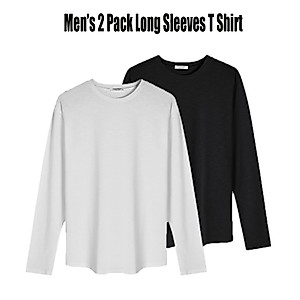 COOFANDY Men 2 Pack Muscle Fitted T Shirt Gym Workout Athletic Long Sleeves Tee Black/White