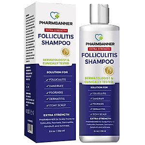 PHARMBANNER Anti-Fungal Shampoo for Folliculitis, Seborrheic Dermatitis, Scalp Psoriasis - Relieves Itchy & Dry Scalp
