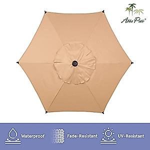 Abba Patio 7.5ft Patio Umbrella Market Outdoor Table Umbrella with Push Button Tilt and Crank, 6 Ribs, UV Protection, Tan