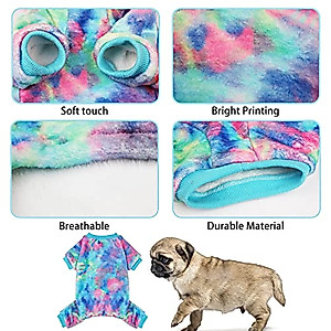 Dog Pajamas Soft Onesies for Small Dogs Boys Girls Tie Dye Winter Pjs Velvet Pet Clothes Puppy Jumpsuits, Pink Small